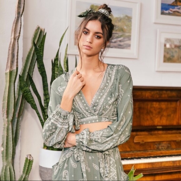 Jaase | Tops | Jaase Constance Print Long Sleeve Wrap Crop Top | Poshmark